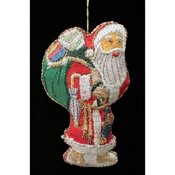 Unbranded | Holiday | Vintage Embroidered Santa With Bag Of Toys | Poshmark